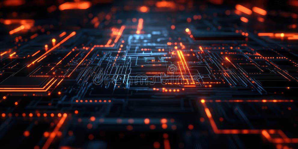 Glowing Digital Circuits in a Dark Theme Creating a Futuristic and High ...