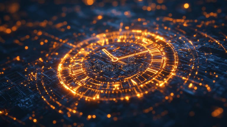 Glowing Digital Clock Abstract Technology Background Stock Illustration ...