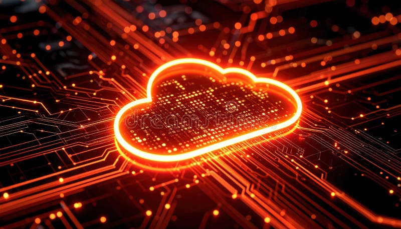 A Glowing Digital Cloud on a Circuit Board Represents Modern Cloud ...