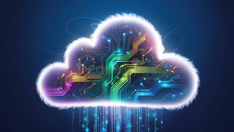 A Glowing Digital Cloud Filled with Data Streams and Machine Learning ...