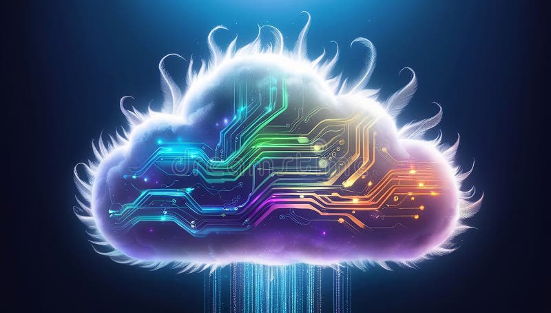 A Glowing Digital Cloud Filled With Data Streams And Machine Learning Algorithms Representing