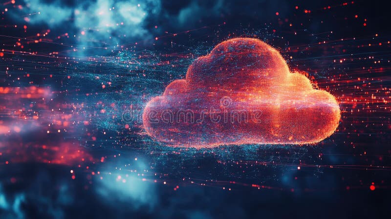 A Glowing, Digital Cloud Icon with a Futuristic, Particle Effect ...