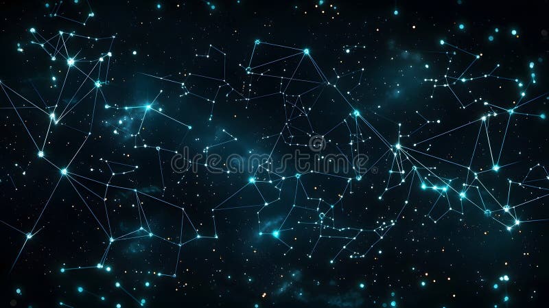 Glowing Digital Constellations in Dark Sky Stock Illustration ...