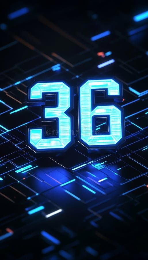 Glowing Digital 3D Number 36 on a Futuristic, Abstract Technology ...