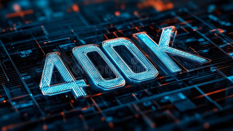 Glowing Digital 3D Number 400k in Futuristic Style on an Abstract ...