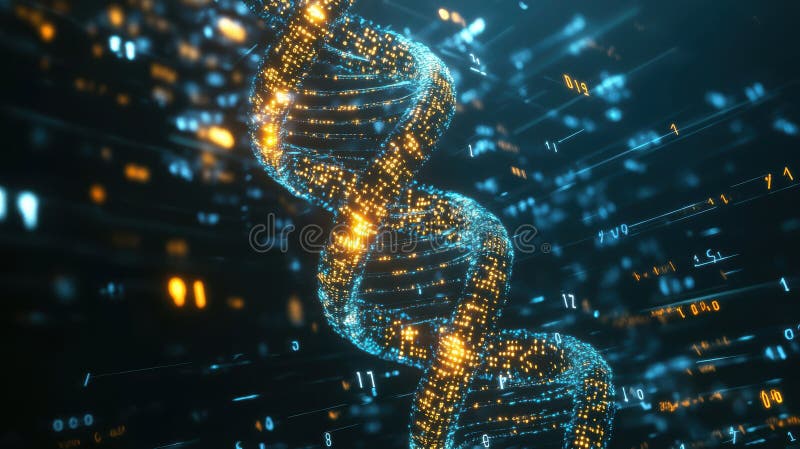 Glowing Digital Dna Helix in Futuristic Virtual Space for Science and ...