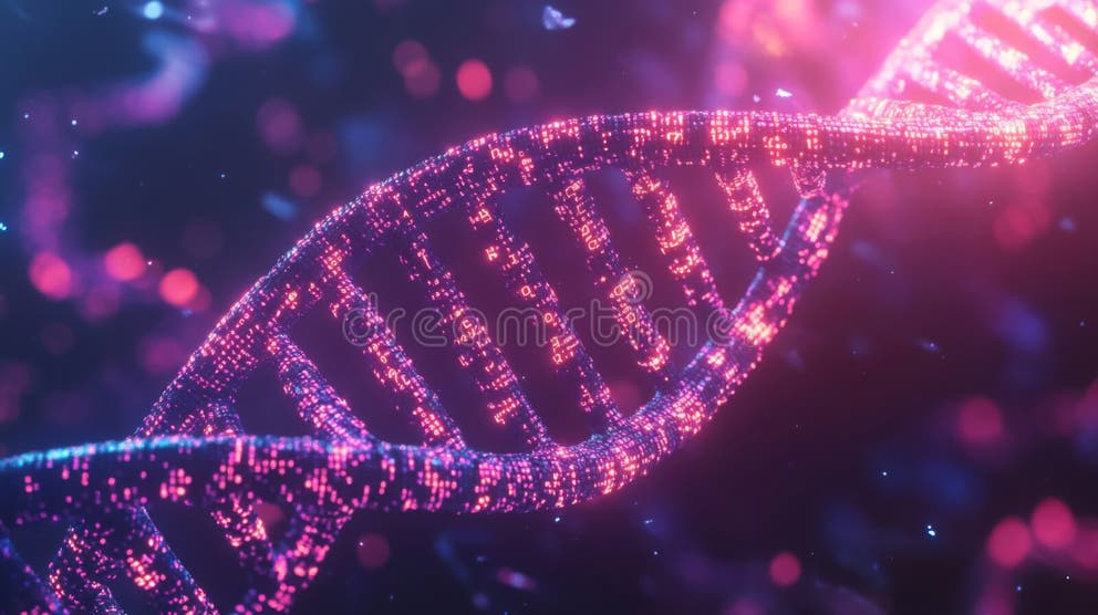 Glowing Digital DNA Strand Abstract Representation Stock Photo - Image ...