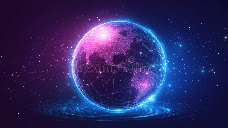 Glowing Digital Earth Network Connection Stock Illustration ...