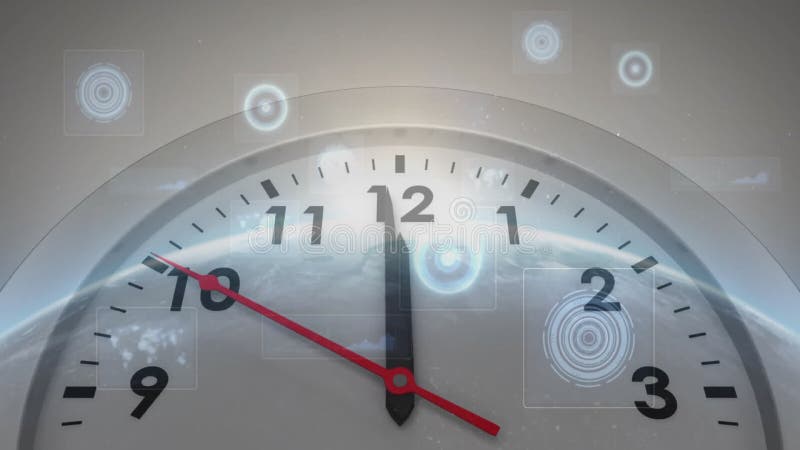 Glowing Digital Elements and Abstract Data Symbols on Clock Face ...