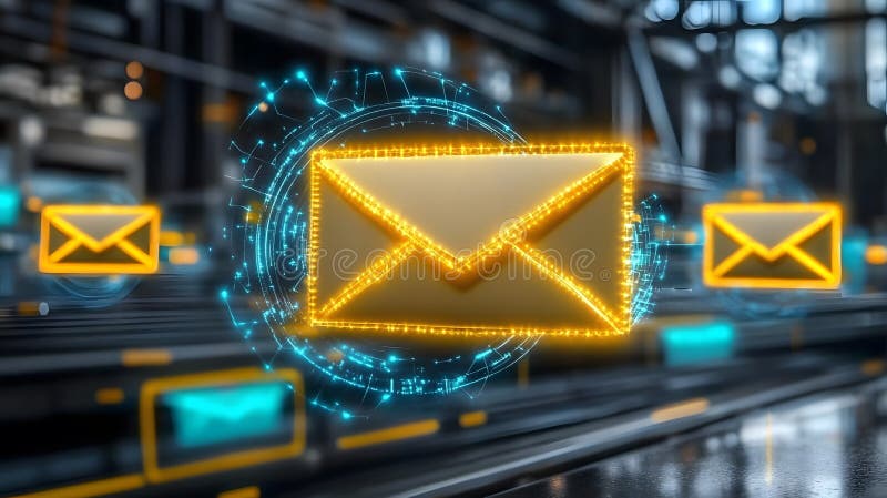 Glowing Digital Email Message Network Futuristic Good Resolution Stock ...