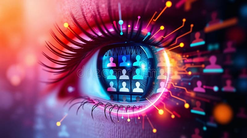 Glowing Digital Eye As Algorithms Abstraction Scanning Social Media ...