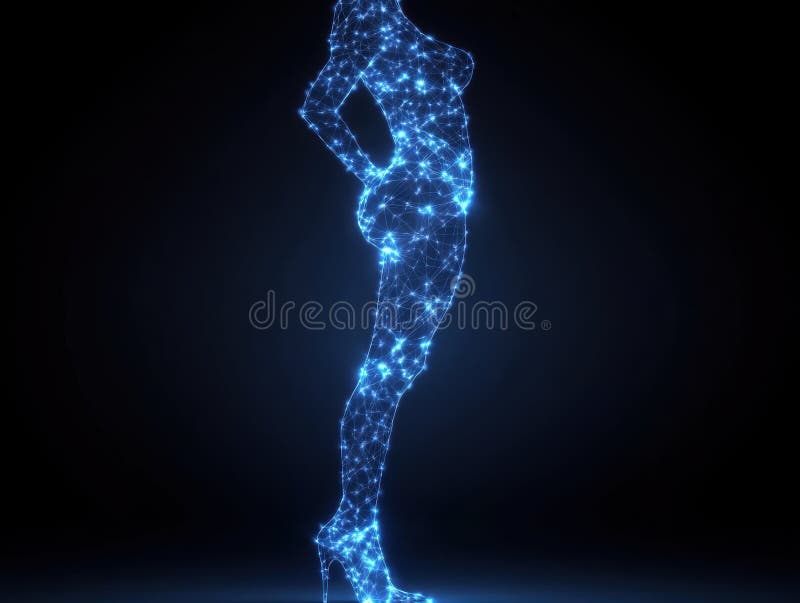 Glowing Digital Female Figure Stock Illustration - Illustration of body ...