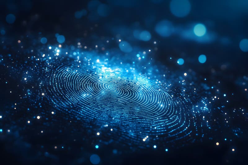 Glowing Digital Fingerprint with Blue Light in Cybersecurity Identity ...