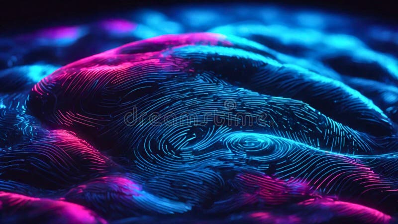 Glowing Digital Fingerprint in Neon Blue High-Tech Texture Stock ...