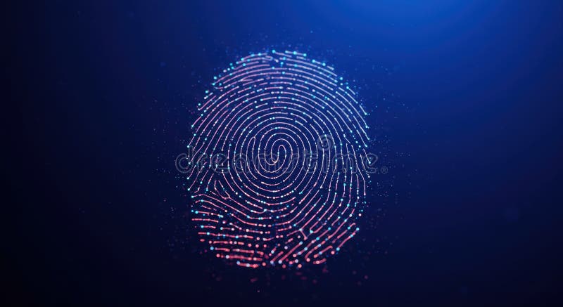 A Glowing Digital Fingerprint Represents Advanced Biometric Security ...