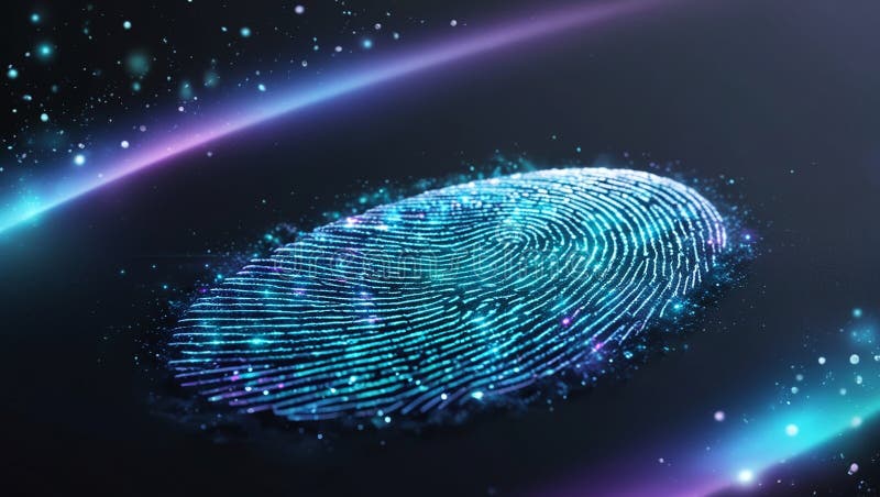 Glowing Digital Fingerprint: Sleek Futuristic Identification Technology ...