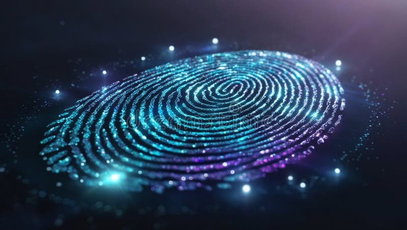 Glowing Digital Fingerprint: Sleek Futuristic Identification Technology ...