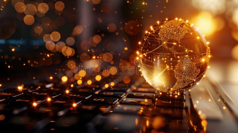 The Glowing Digital Globe.AI Generated Image Stock Photo - Image of energy, background: 382044204