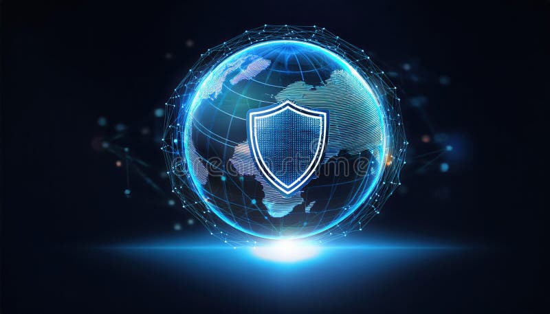 Glowing Digital Globe Encased in Protective Shield Symbolizes Security ...