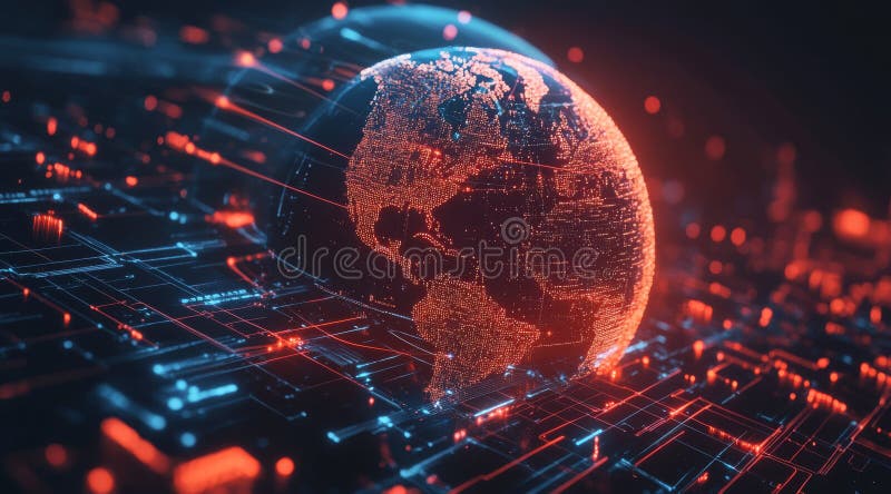 A Glowing Digital Globe Featuring Extensive Network Connections in a ...