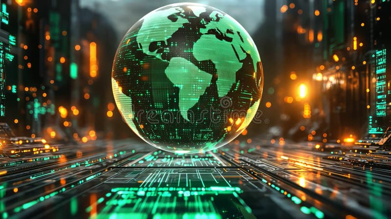 Glowing Digital Globe Innovation in Connectivity and Technology with ...