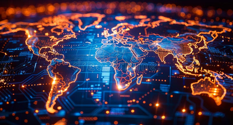 Glowing Digital Globe Network Stock Image - Image of interaction ...