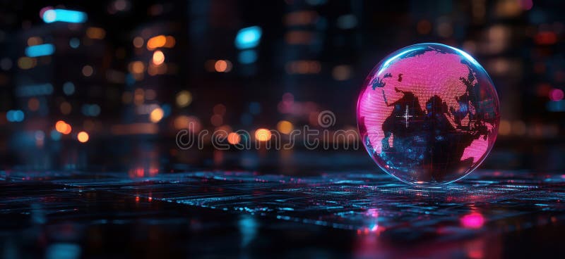Glowing Digital Globe Representing Global Connectivity and Technology ...