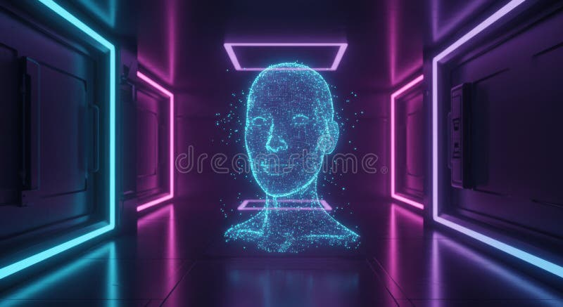 Neon Digital Head stock illustration. Illustration of digital - 382861920