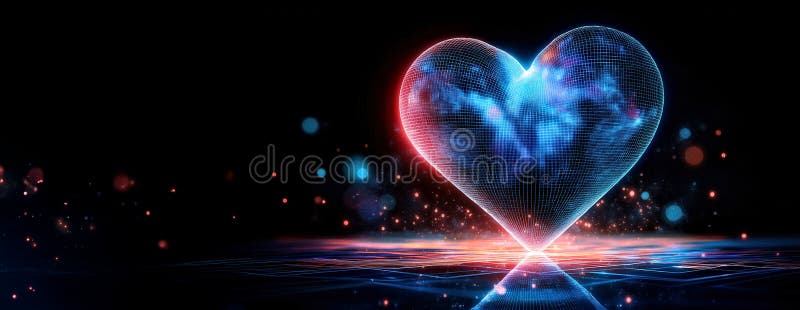 Glowing Digital Heart with Neon Lights and Futuristic Technology ...