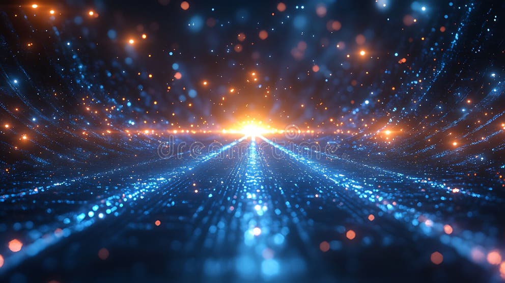 Glowing Digital Highway, Particles, Space, Technology, Future, Abstract ...