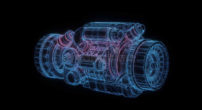 Glowing Digital Hot Rod Engine Illustration Stock Illustration ...