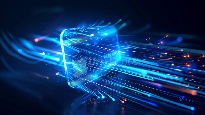 Glowing Digital Icon with Light Trails Stock Image - Image of design ...