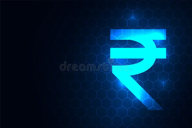 Glowing Digital Indian Rupee Futuristic Concept Background Stock ...