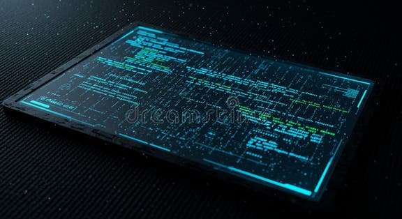A Glowing Digital Interface Displays Complex Code and Data Flow ...