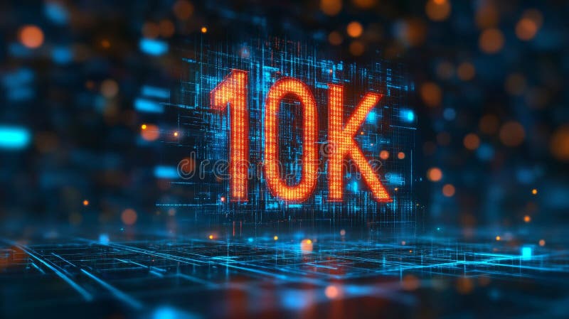 Glowing Digital 10K Celebration Immersive Technology Background, Shades ...
