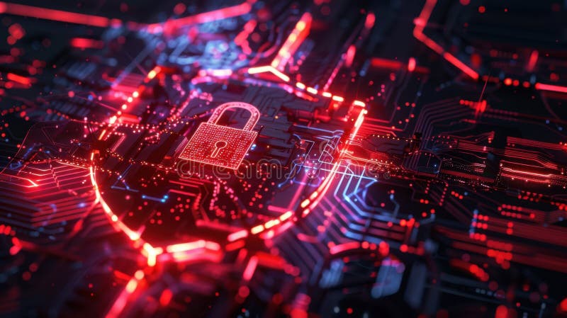 The Glowing Digital Lock.AI Generated Image Stock Photo - Image of ...