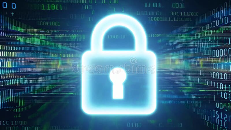 Digital Lock Symbol with Binary Code in a Cybersecurity Concept Illustration Showcasing Data ...