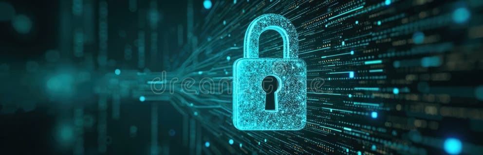 Glowing Digital Lock Over Circuit Board Illustrates Data Encryption ...