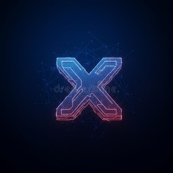 A Glowing Digital "X" Made of Interconnected Lines and Nodes ...