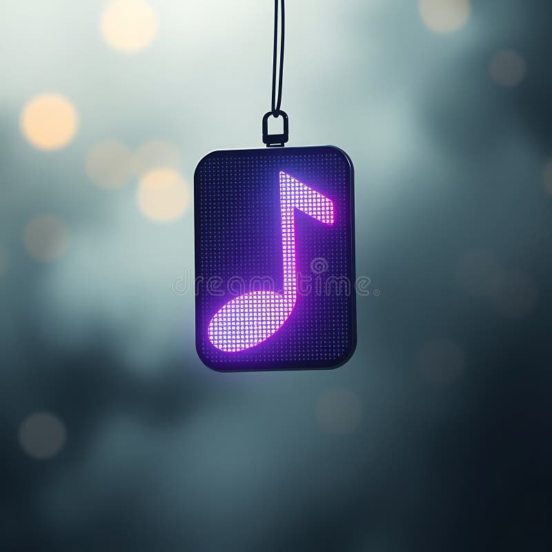 A Glowing Digital Music Note Suspended in Mid Air Stock Illustration ...