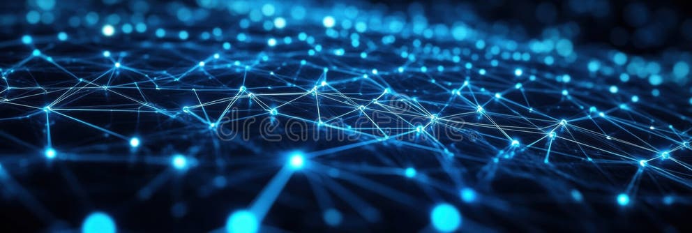 Glowing Digital Nodes Connected by Thin Lines Create a Structured ...