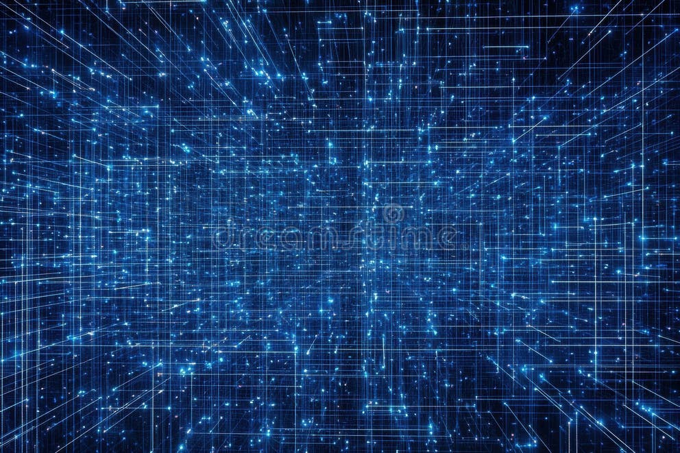 Glowing Digital Nodes Connected by Thin Lines Form a Structured ...