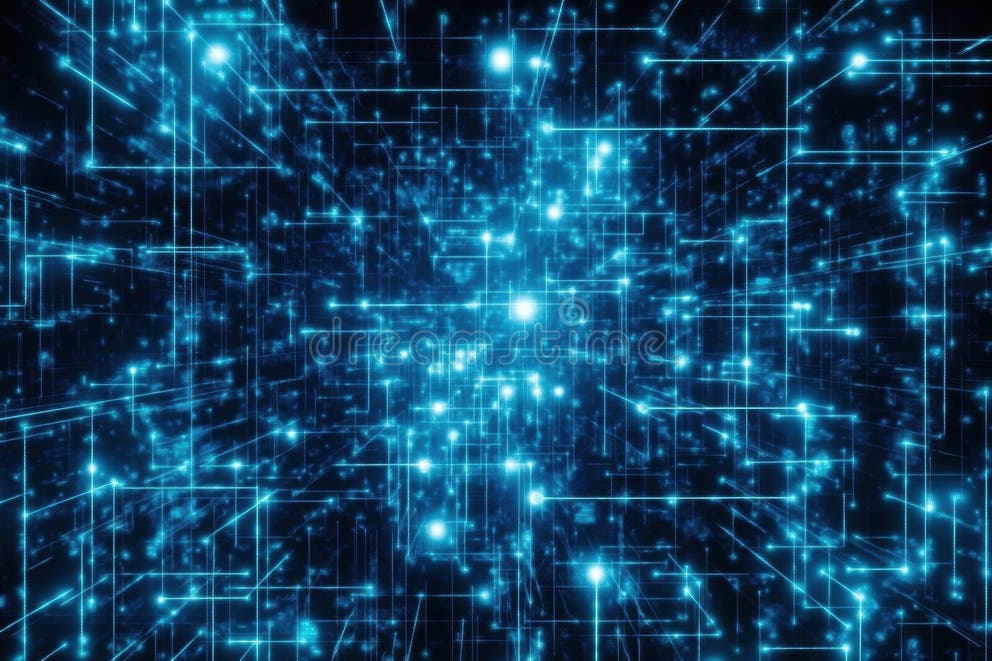 Futuristic Structured Pattern of Glowing Digital Nodes Interconnected ...