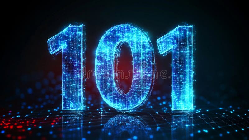 Glowing Digital Number 101 in Abstract Futuristic Style on Dark ...