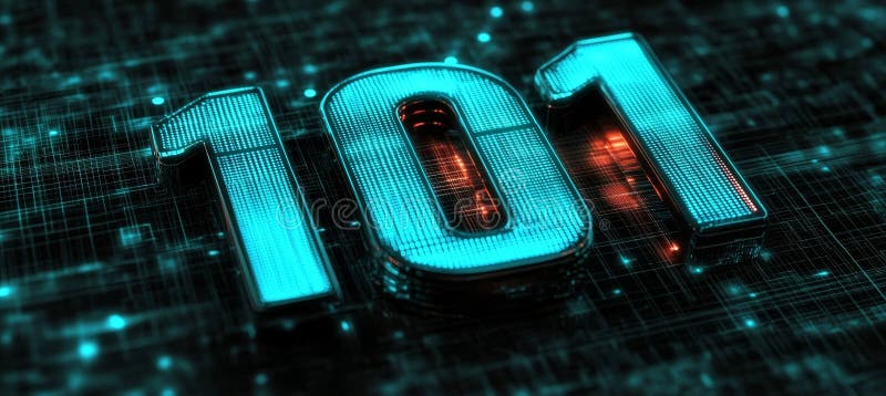 Glowing Digital Number 101 in Futuristic Style on Matrix Background ...