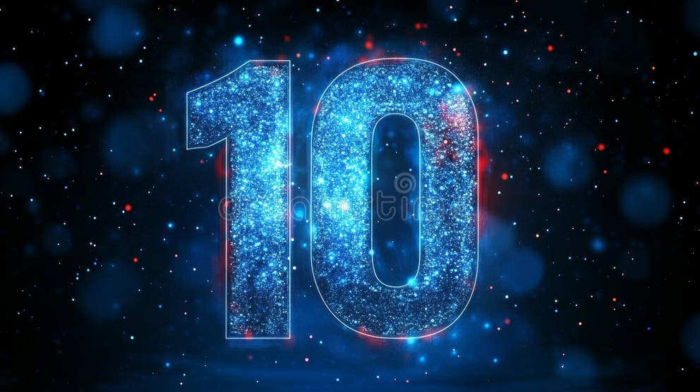 Glowing Digital Number Ten Background, Abstract Counting Element with ...