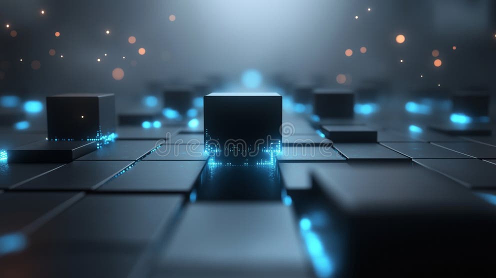 A Glowing Digital Pathway of Interconnected Blocks Leads To a ...