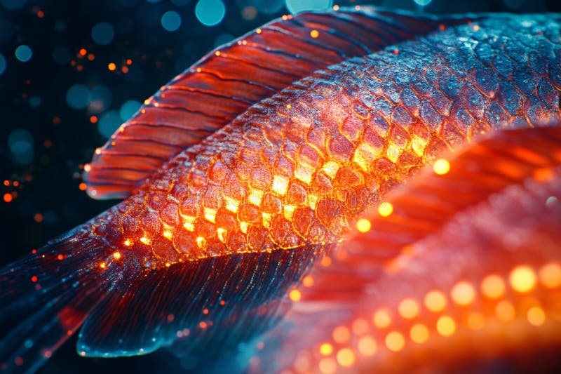 Glowing Digital Pixels Emerging from Fish Scales, Symbolizing ...