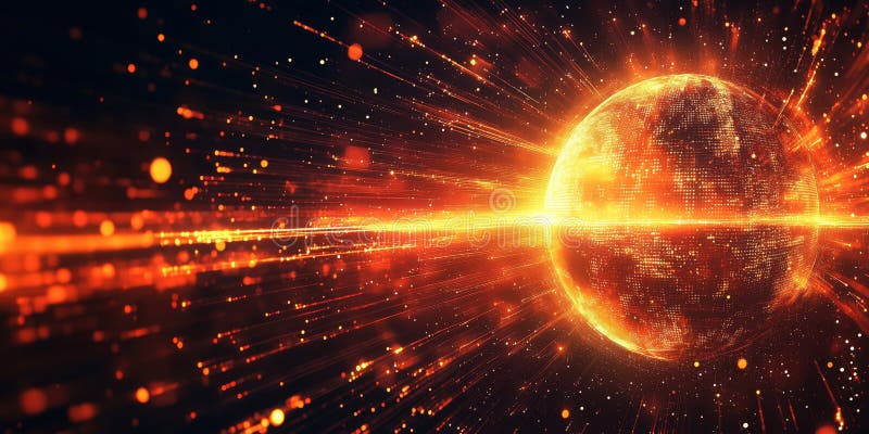 Glowing Digital Planet with Radiant Light Trails and Cosmic Energy ...