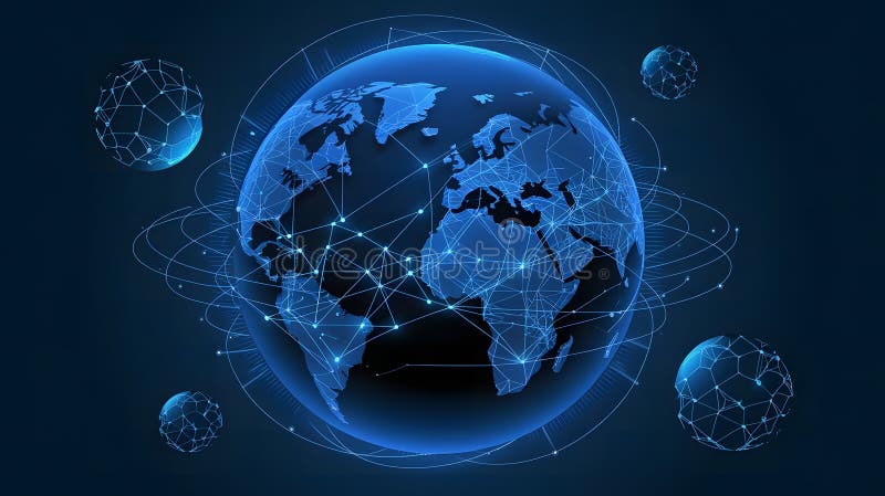 Digital World Connection with Glowing Earth and Data Visuals Stock ...